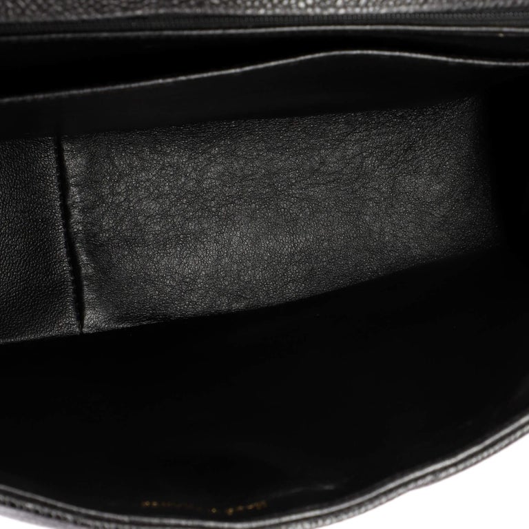 Chanel Vintage Covered CC Flap Bag Diagonal Quilted Caviar Jumbo For ...