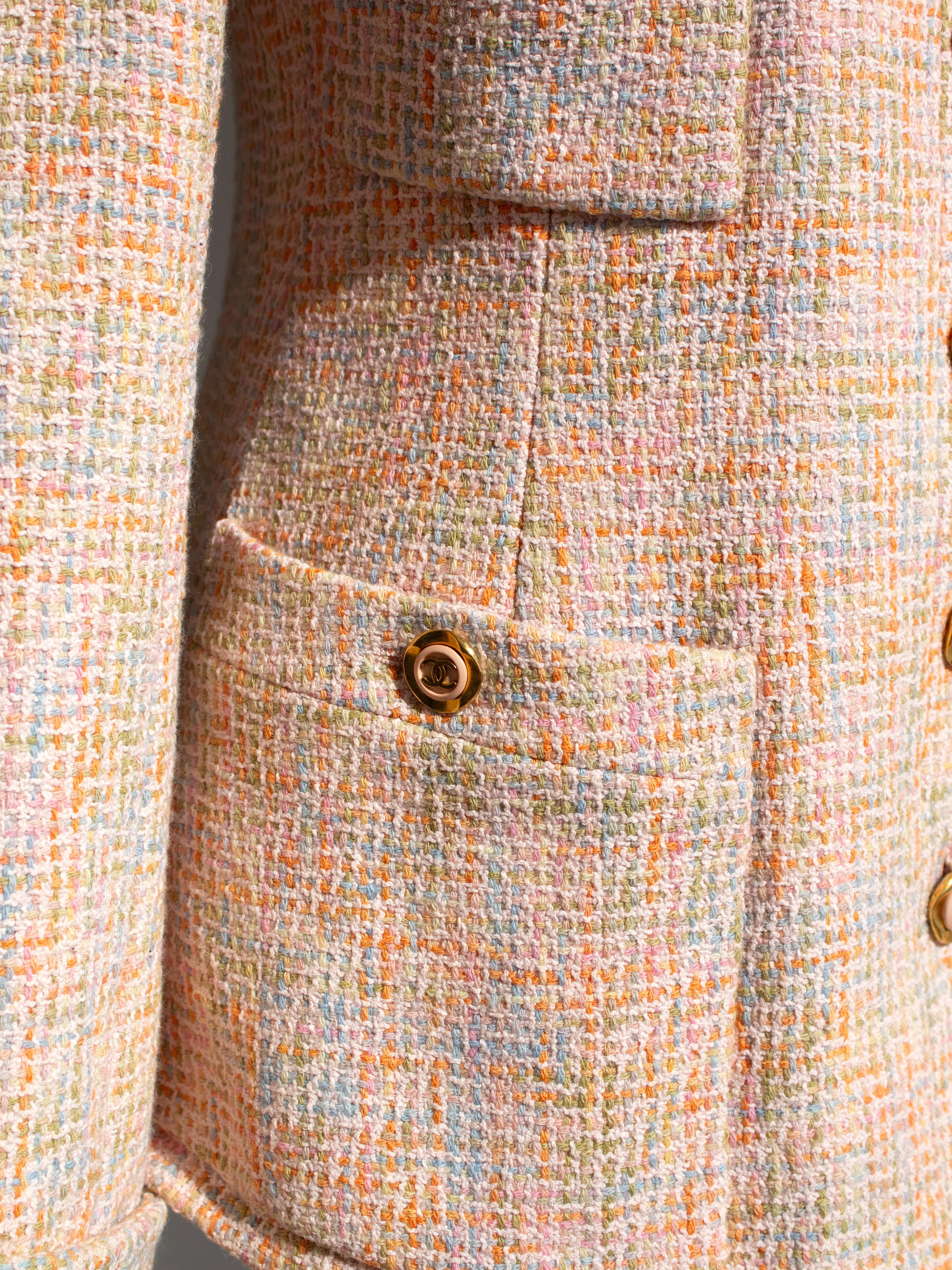 Chanel Vintage Cruise 1994 Multicolor Pastel Pink Orange 94C Tweed ...