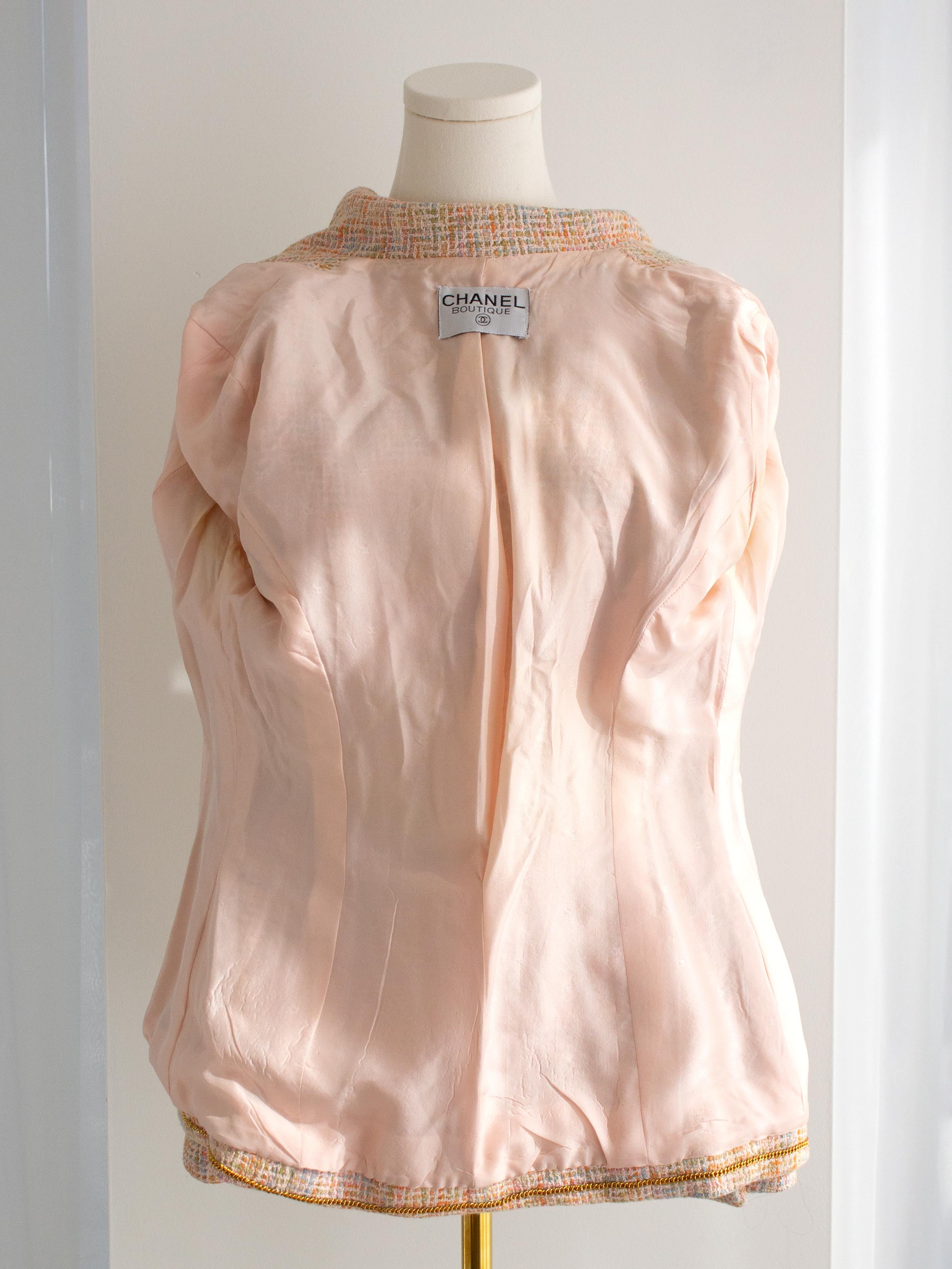 Chanel Vintage Cruise 1994 Multicolor Pastel Pink Orange 94C Tweed ...