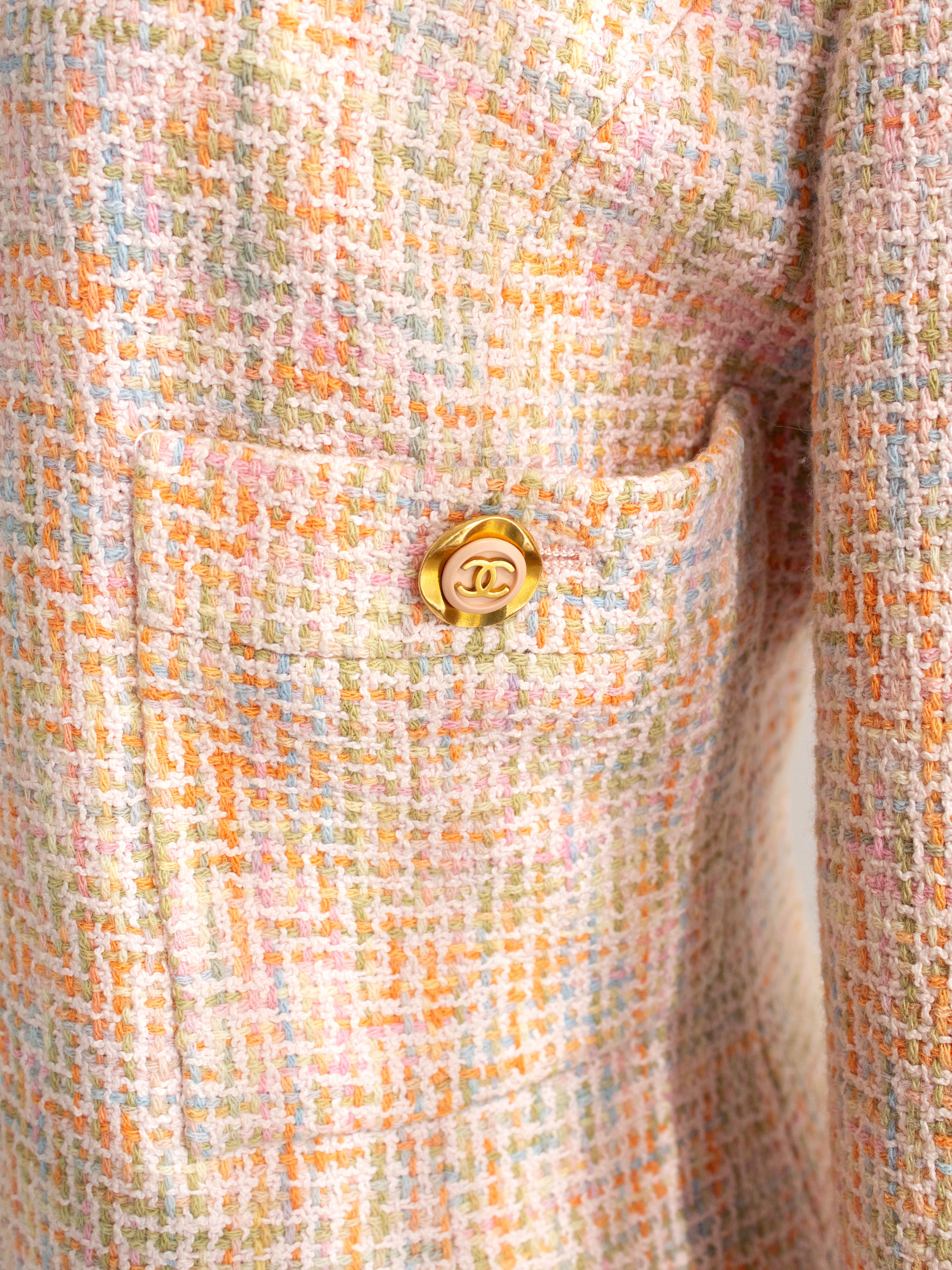 Chanel Vintage Cruise 1994 Multicolor Pastel Pink Orange 94C Tweed ...