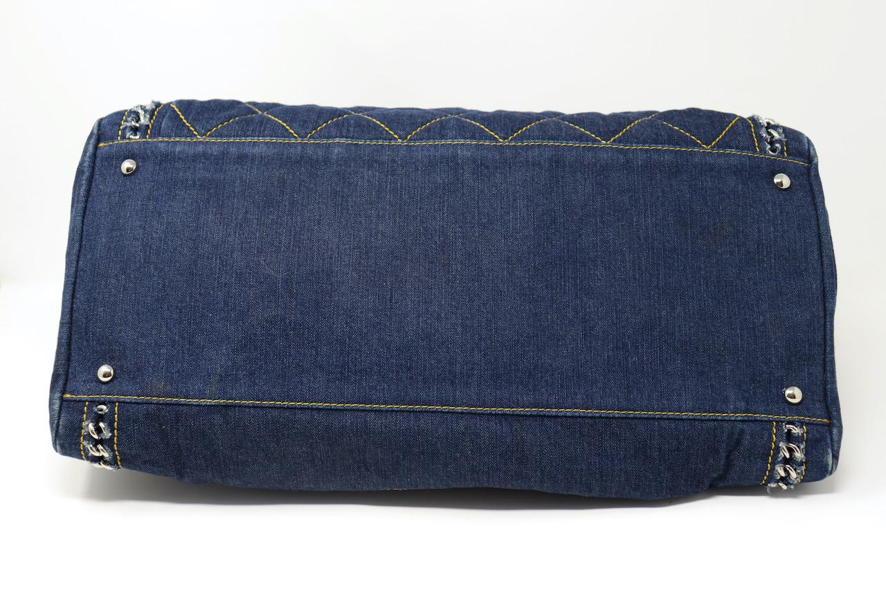 CHANEL Vintage Denim Bowler Tote Bag For Sale at 1stDibs
