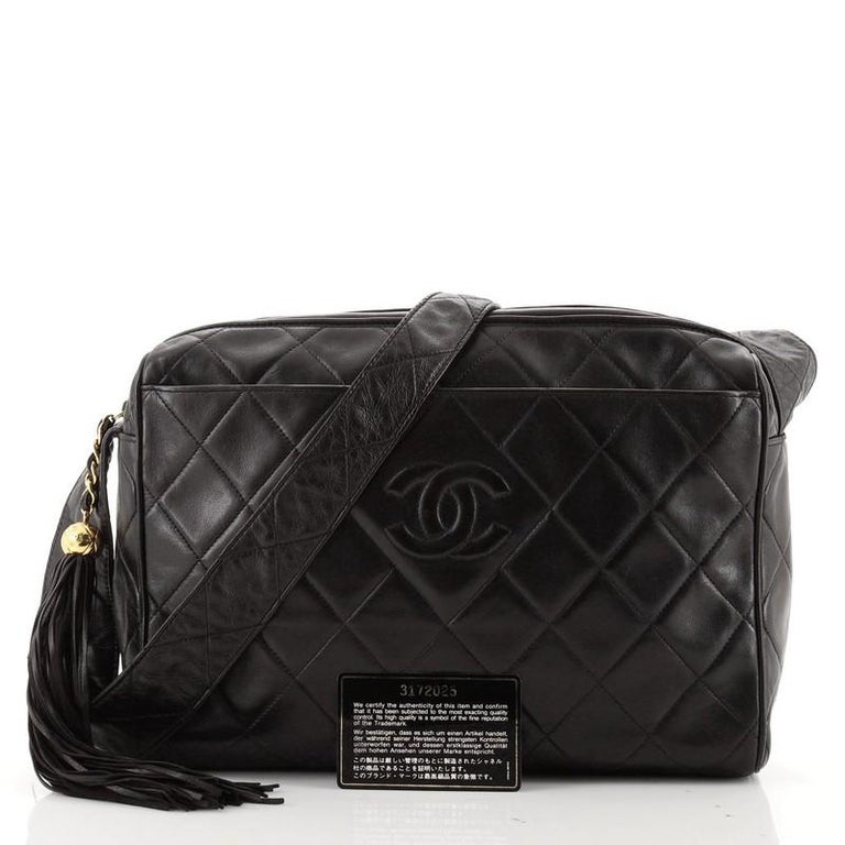 Chanel Vintage Diamond CC Camera Bag Quilted Lambskin Large at 1stDibs