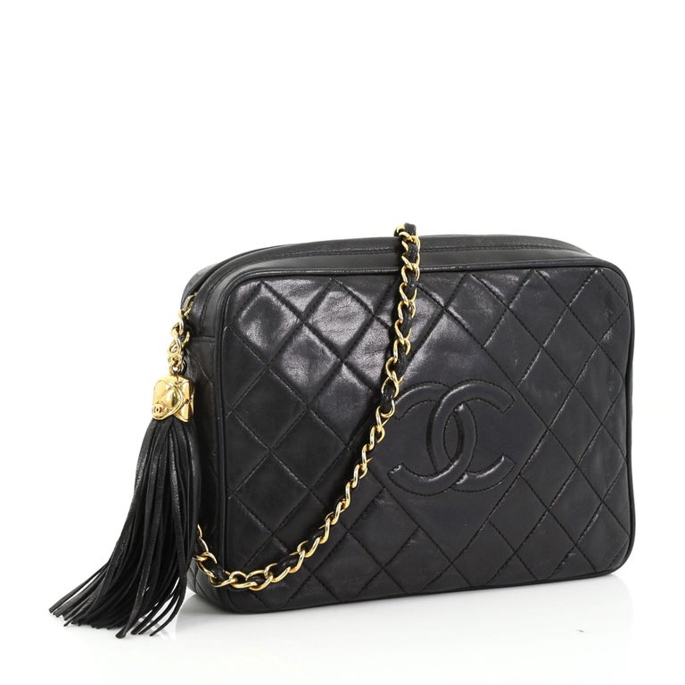 Chanel Vintage Diamond CC Camera Bag Quilted Leather Medium at 1stDibs