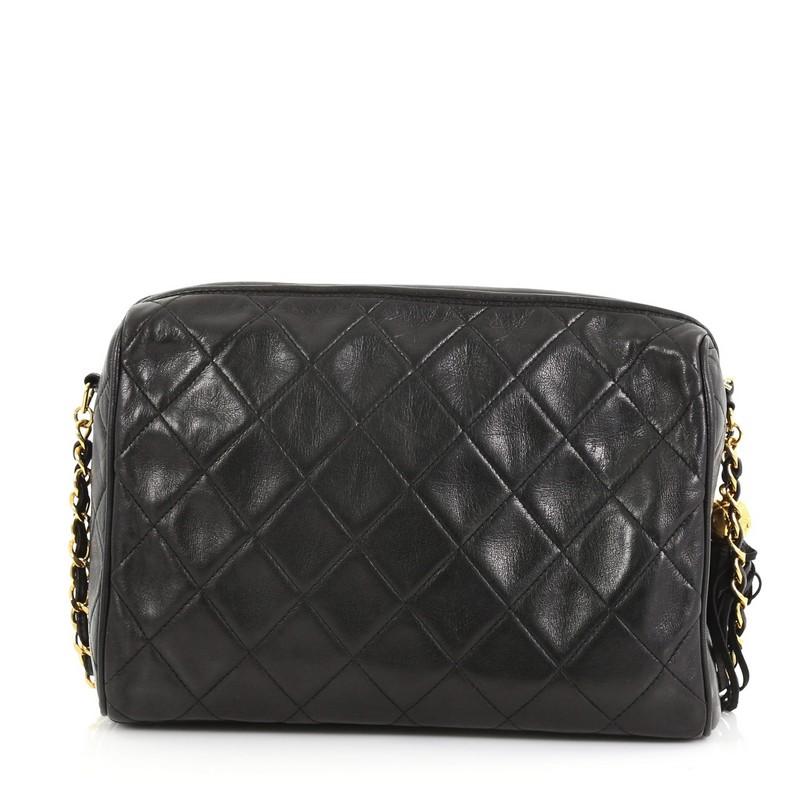 Chanel Vintage Diamond CC Camera Bag Quilted Leather Medium at 1stDibs