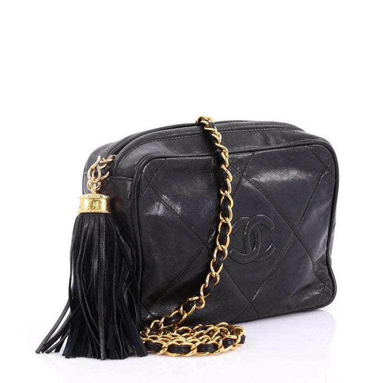 Chanel Vintage Diamond CC Camera Bag Quilted Leather Small at 1stDibs