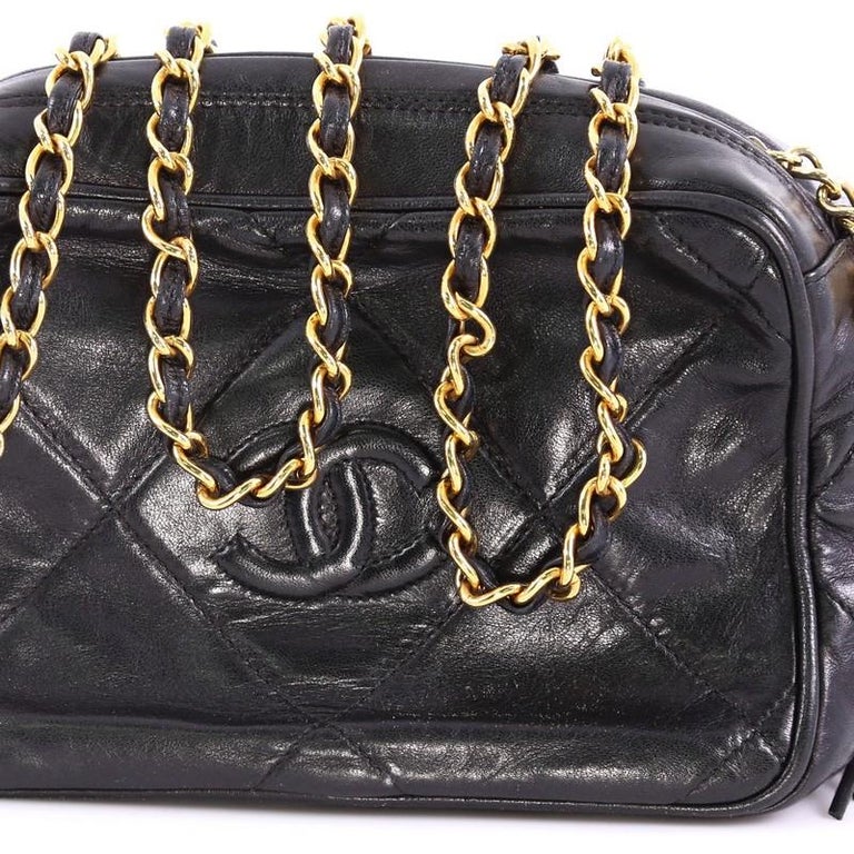 Chanel Vintage Diamond CC Camera Bag Quilted Leather Small at 1stDibs