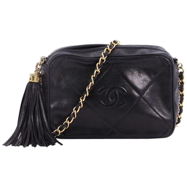 Chanel Vintage Diamond CC Camera Bag Quilted Leather Small at 1stDibs