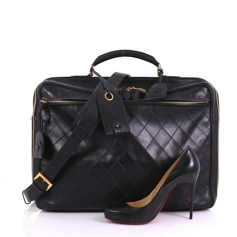 Chanel Vintage Diamond Stitch Weekender Quilted Leather Large at 1stDibs