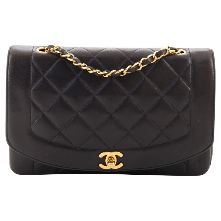 Chanel Vintage Diana Flap Bag Quilted Lambskin Medium For Sale at 1stDibs