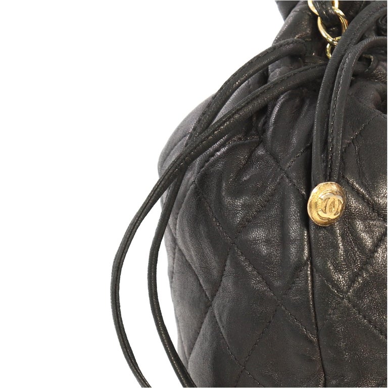 Chanel Vintage Drawstring Bucket Bag Quilted Lambskin Mini at 1stDibs