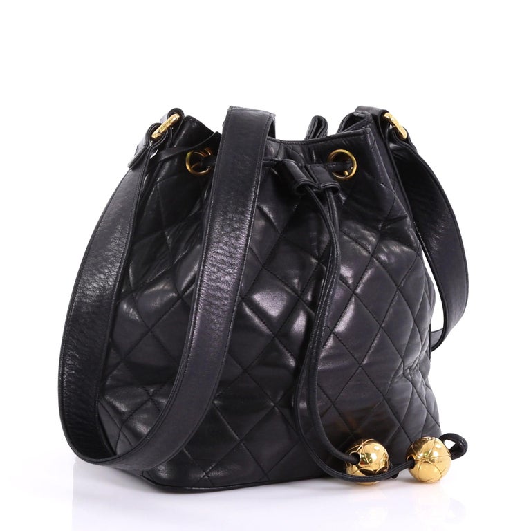 Chanel Vintage Drawstring Bucket Bag Quilted Lambskin Small at 1stDibs ...