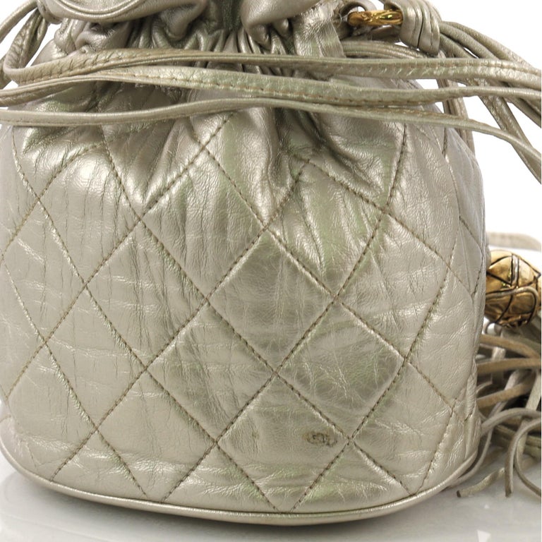 Chanel Vintage Drawstring Bucket Bag Quilted Lambskin Small at 1stDibs