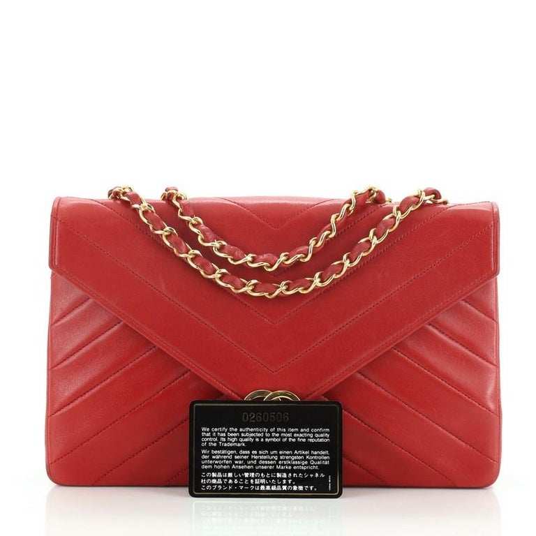 Chanel Vintage Envelope Flap Bag Chevron Lambskin Medium at 1stDibs