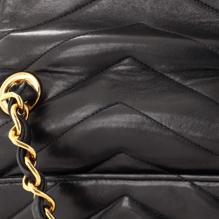 Chanel Vintage Envelope Flap Bag Chevron Lambskin Mini For Sale at 1stDibs