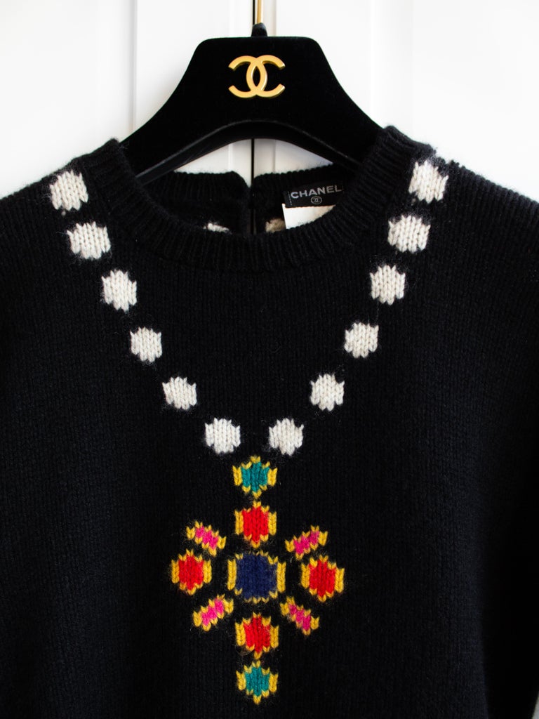 Chanel Vintage Fall 1995 Pearl Necklace Gripoix Black Cashmere 95A ...