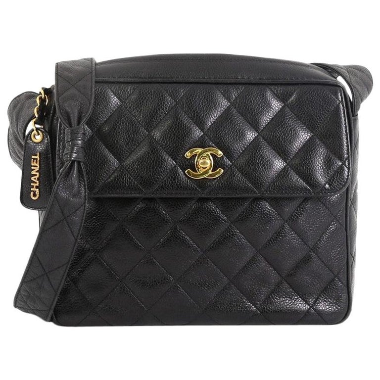 Chanel Vintage Front Pocket Camera Shoulder Bag Quilted Caviar Medium ...
