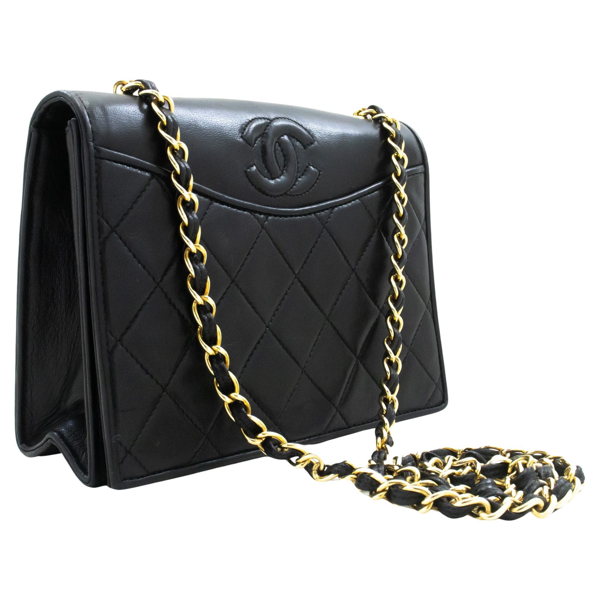 CHANEL Diana Chain Flap Shoulder Bag Black Quilted Purse Lambskin at ...