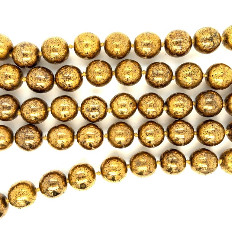 Chanel Vintage Gilt-Metal Bead Necklace For Sale at 1stDibs