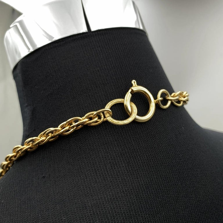 Chanel Vintage Gold Metal Logo Oval Charms Chain Necklace For Sale at ...