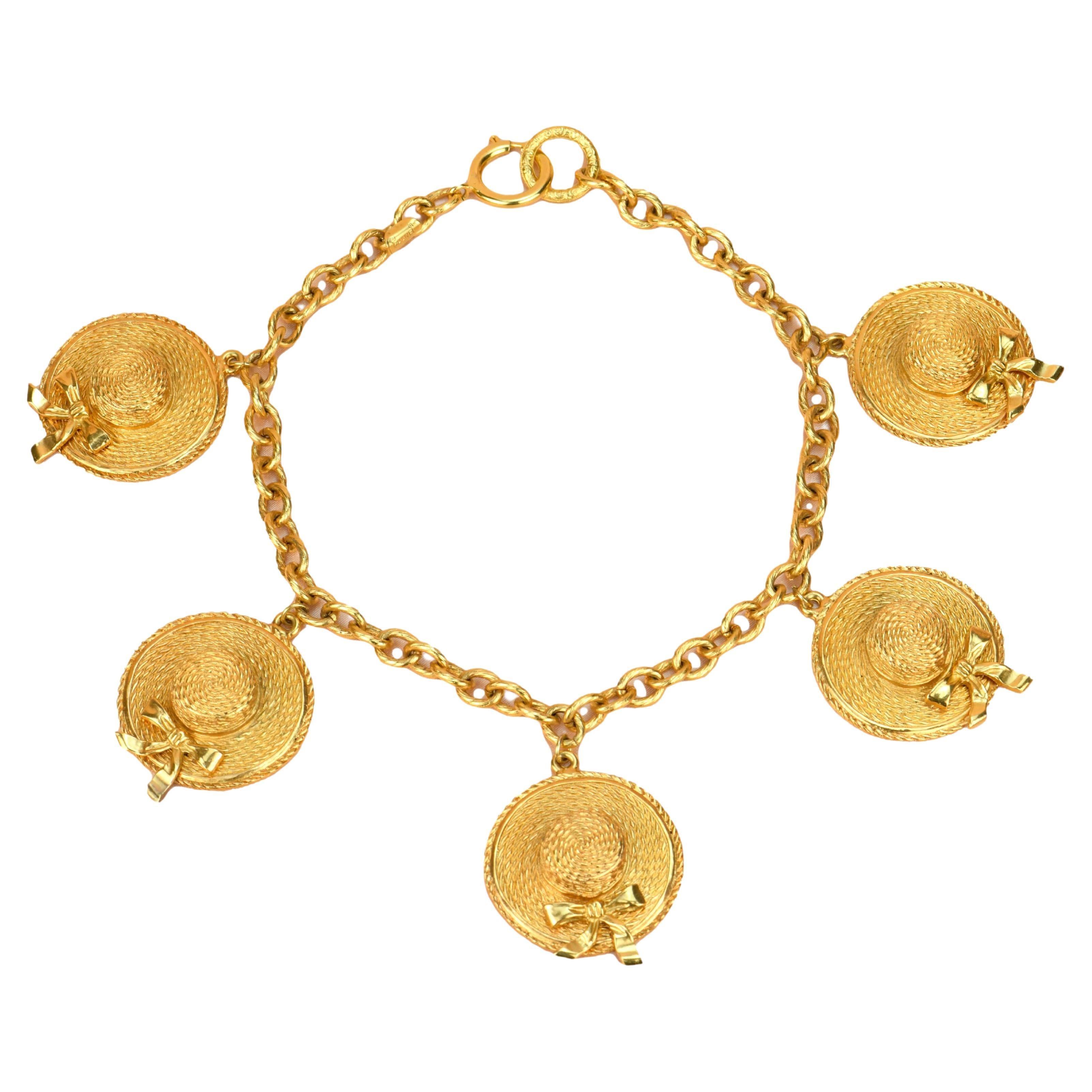 Chanel Vintage Gold Plated Chain Necklace with Iconic Sun Hat at 1stDibs