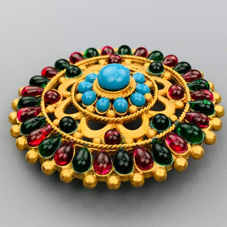 CHANEL Vintage Gold Tone Byzantine Gripoix Brooch Belt Buckle Pendant ...