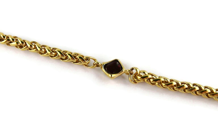 Chanel Vintage Gold Toned Palm Tree Chain Gripoix Red Glass Cabochons ...