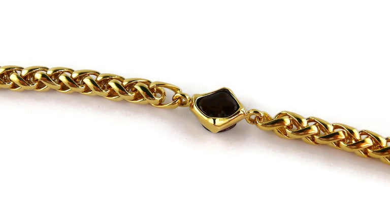 Chanel Vintage Gold Toned Palm Tree Chain Gripoix Red Glass Cabochons ...