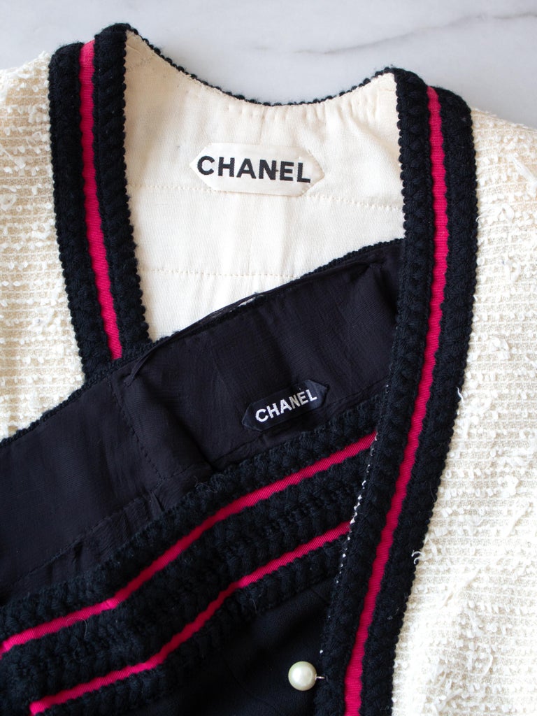 Chanel Vintage Haute Couture SS1997 White Ecru Black Raspberry Tweed ...