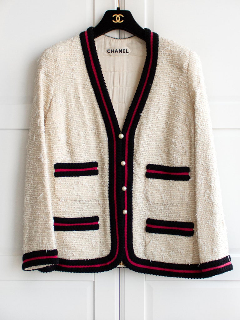 Chanel Vintage Haute Couture SS1997 White Ecru Black Raspberry Tweed ...