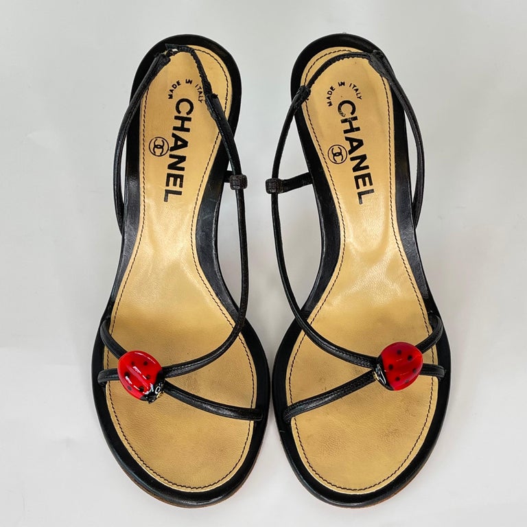 Chanel Vintage Lady Bug Black Kylie Jenner Heel (37.5 EU) For Sale at ...