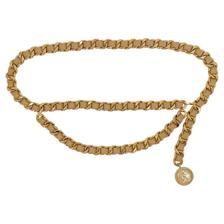Chanel Vintage Light Beige Chunky Woven Chain Coin Belt 24k GHW 66353 ...