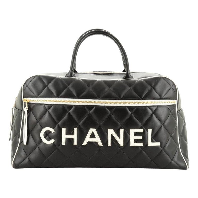 Chanel Vintage Logo Bowler Bag Quilted Lambskin Large at 1stDibs ...