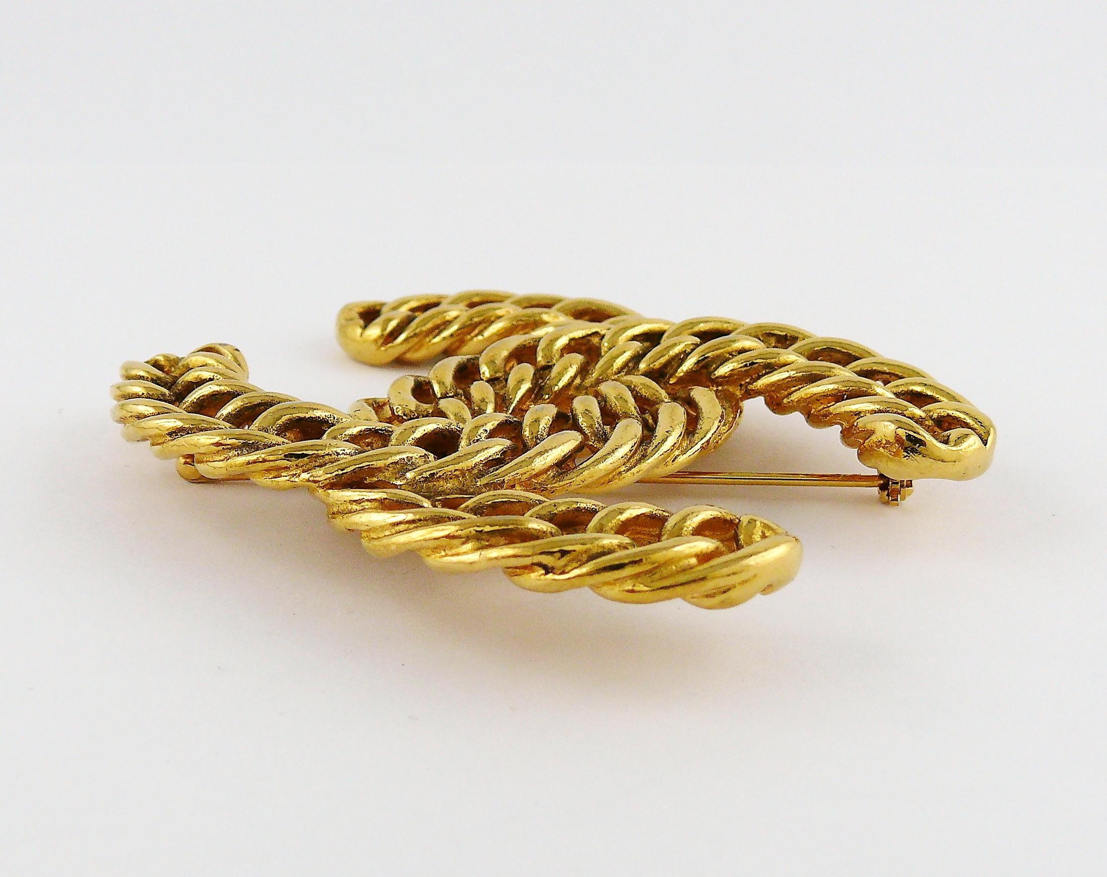 Chanel Vintage Massive Iconic Gold Toned Curb Chain Logo Brooch at ...
