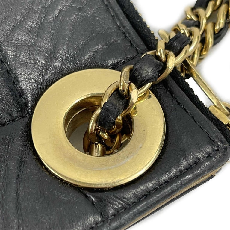 CHANEL Vintage Mini Handcuff Wristlet Clutch Black / Beige / Gold Ring ...