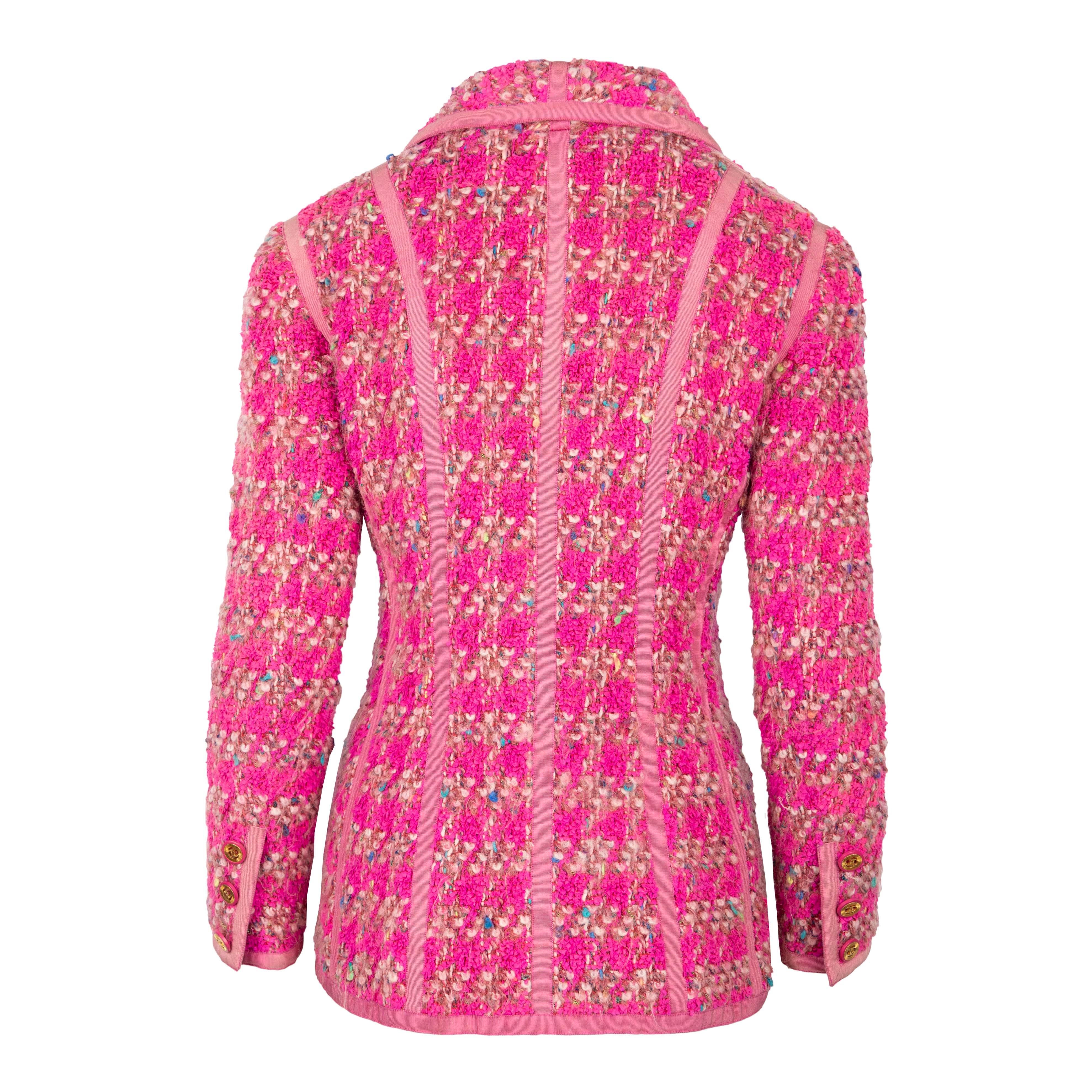 Chanel Vintage Pink Fantasy Tweed Jacket - '90s at 1stDibs