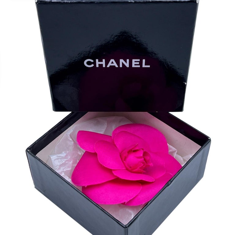 Chanel Vintage Pink Fuchsia Silk Camelia Camellia Flower Pin Brooch at ...