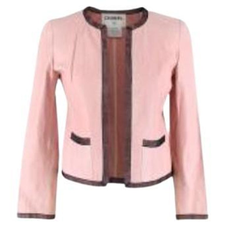 Chanel Vintage pink leather jacket For Sale at 1stDibs