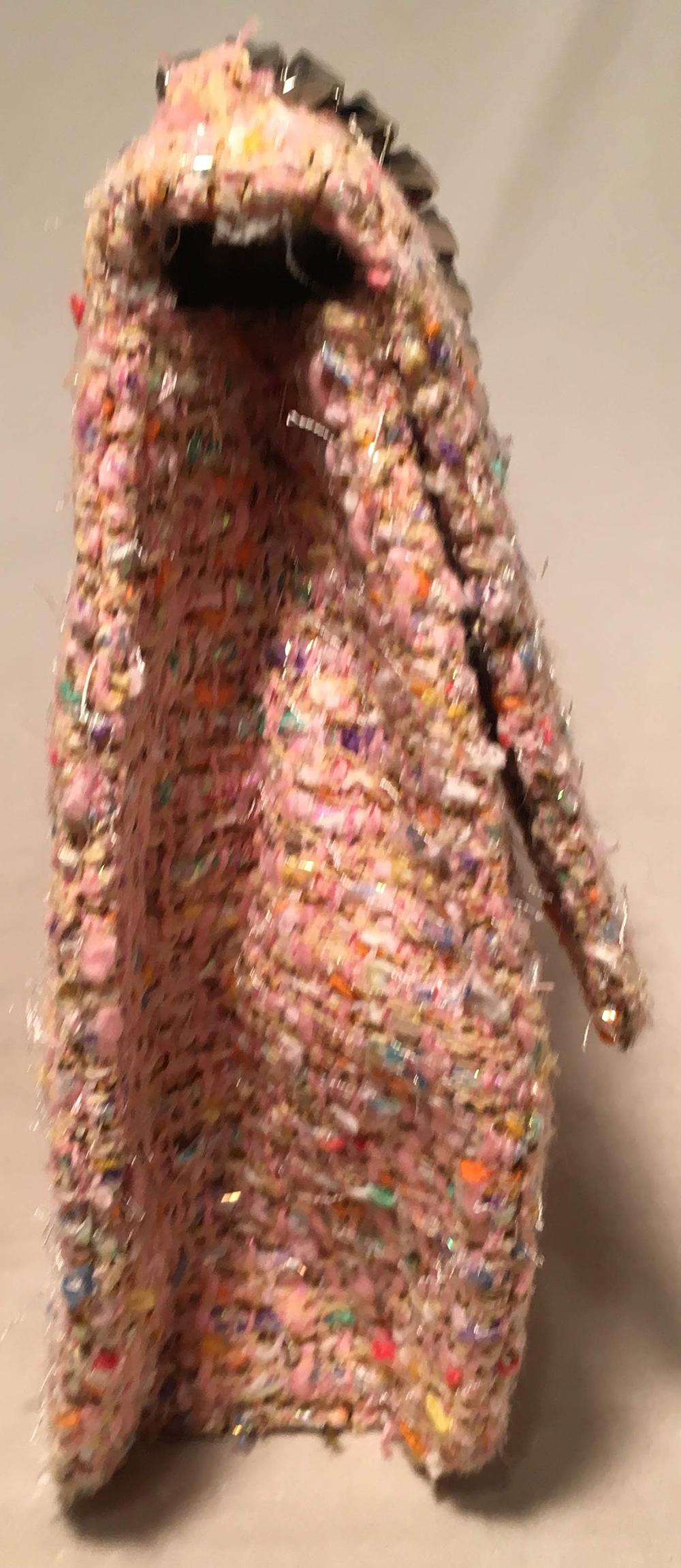 Chanel Vintage Pink Peach Woven Boucle Tweed Classic Flap Handbag For ...