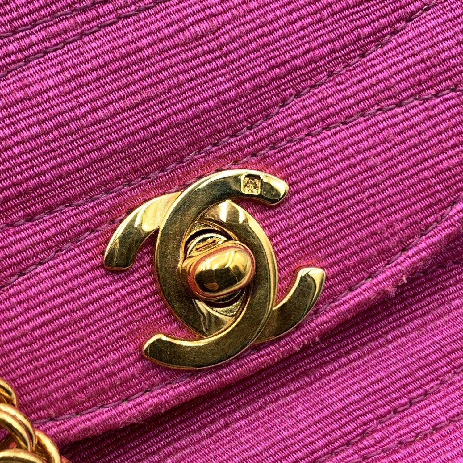 Chanel Vintage Pink Quilted Canvas Chain Evening Mini Bag Handbag For ...