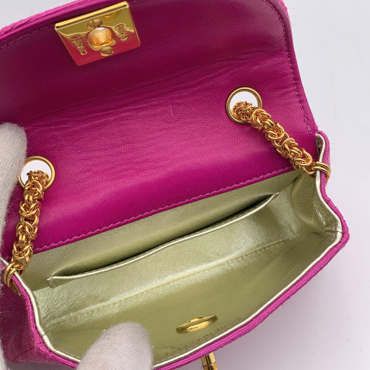 Chanel Vintage Pink Quilted Canvas Chain Evening Mini Bag Handbag For ...