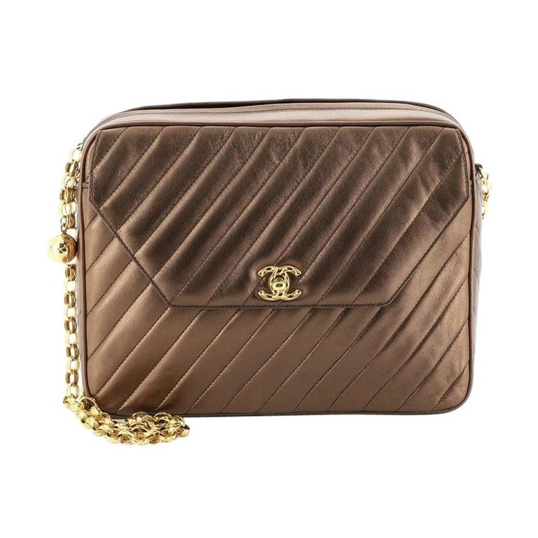 Chanel Vintage Pocket Camera Bag Diagonal Quilted Leather Large at 1stDibs