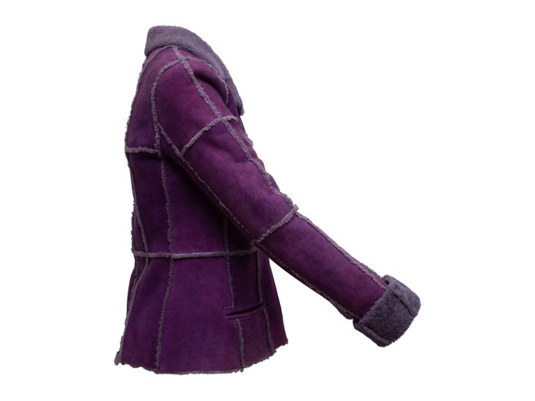Chanel Purple Identification 2000 Shearling Jacket For Sale at 1stDibs