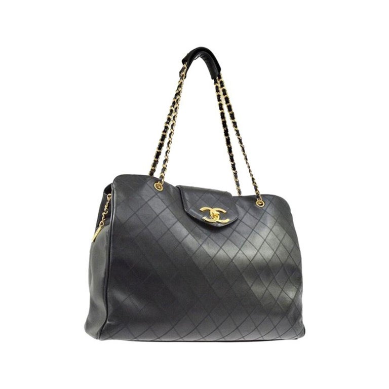 Chanel Vintage Quilted Lambskin XL Weekend Travel Overnight Business ...