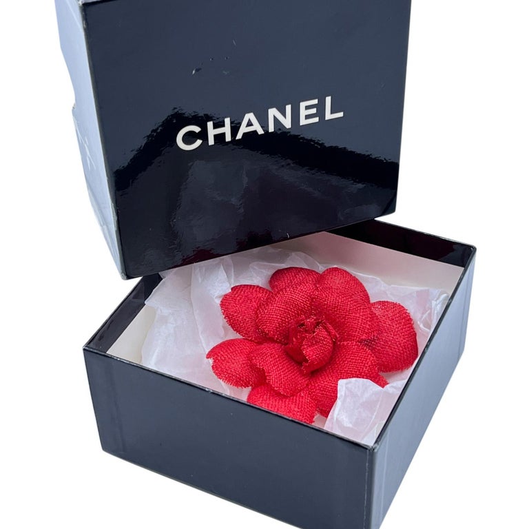 Chanel Vintage Red Canvas Camelia Camellia Flower Pin Brooch For Sale ...