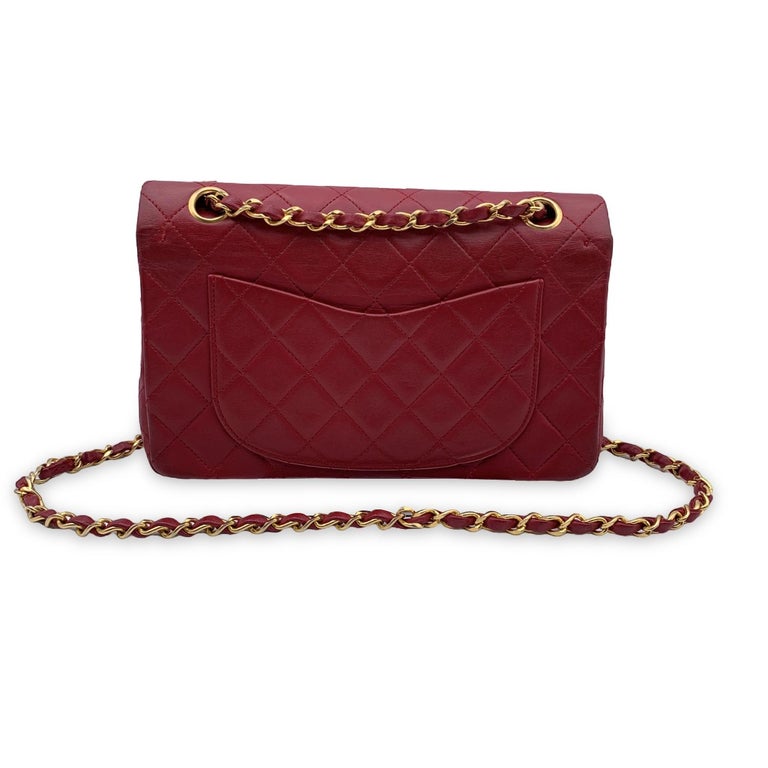 Chanel Vintage Red Quilted Timeless Classic Small 2.55 Bag 23 cm For ...