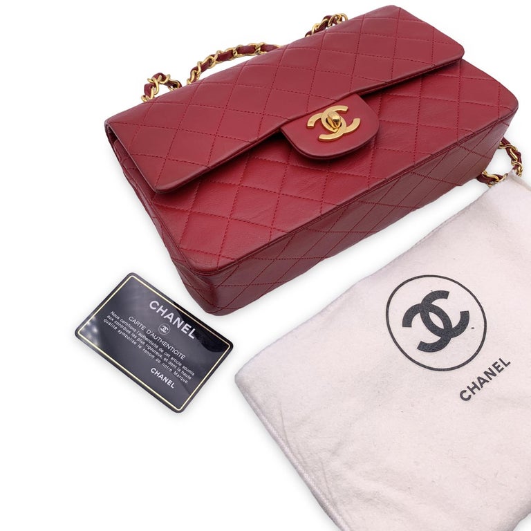 Chanel Vintage Red Quilted Timeless Classic Small 2.55 Bag 23 cm For ...