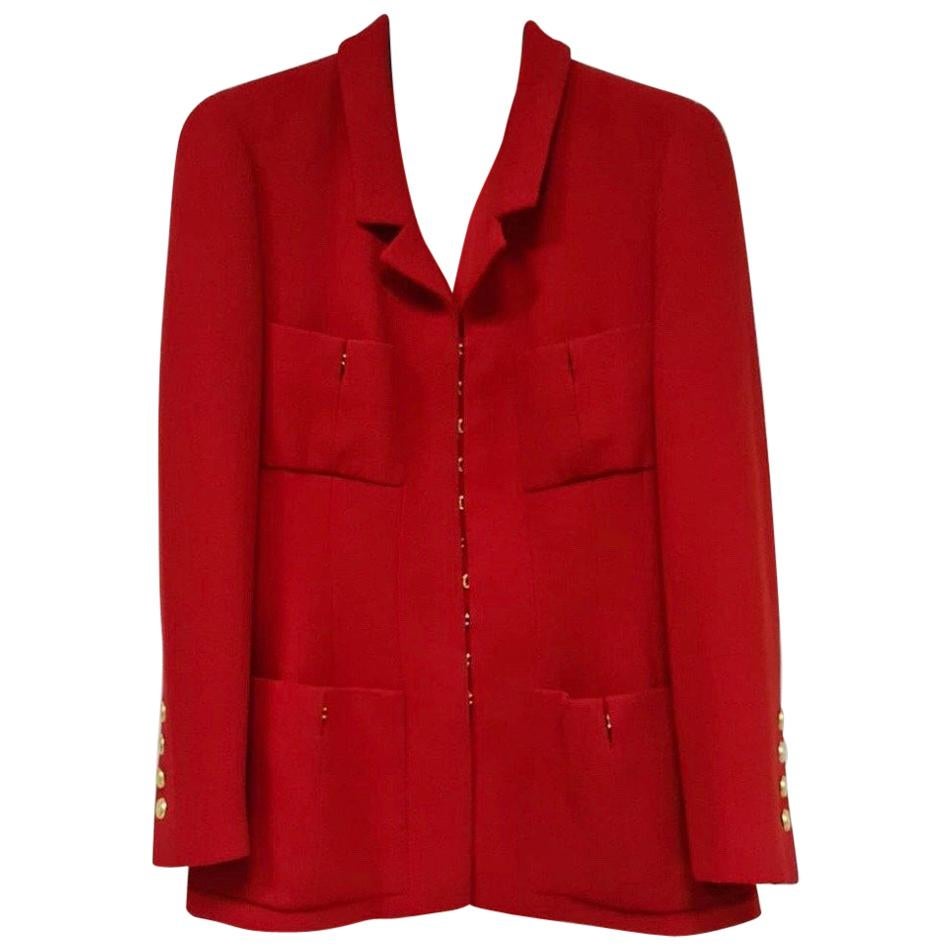 1990s Chanel Lipstick Red Tweed Jacket at 1stDibs | chanel red tweed jacket