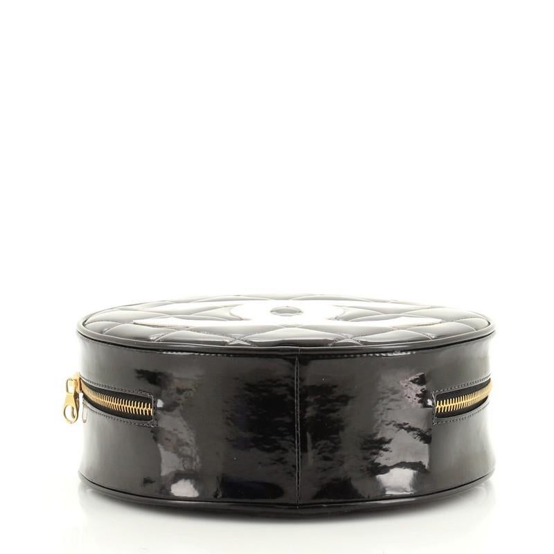 Chanel Vintage Round Top Handle Vanity Case Quilted Patent at 1stDibs