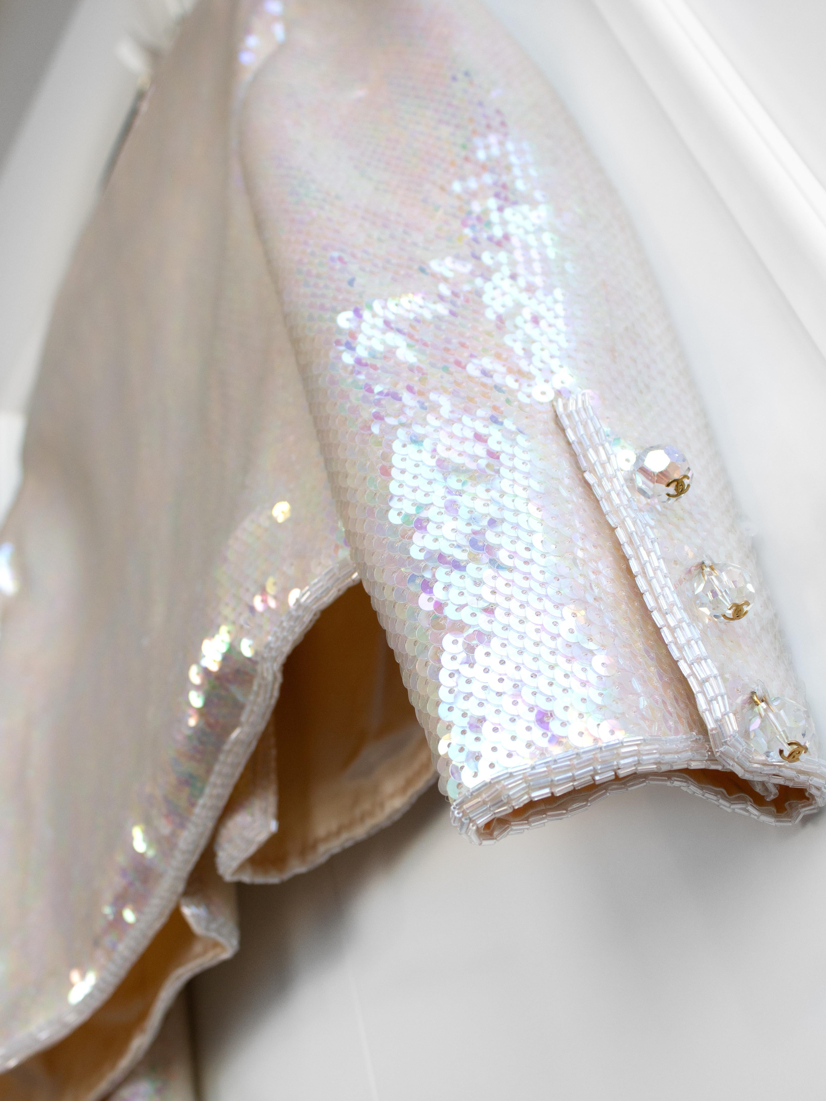 Chanel Vintage S/S 1992 Iridescent Multicolor Sequin Embellished ...
