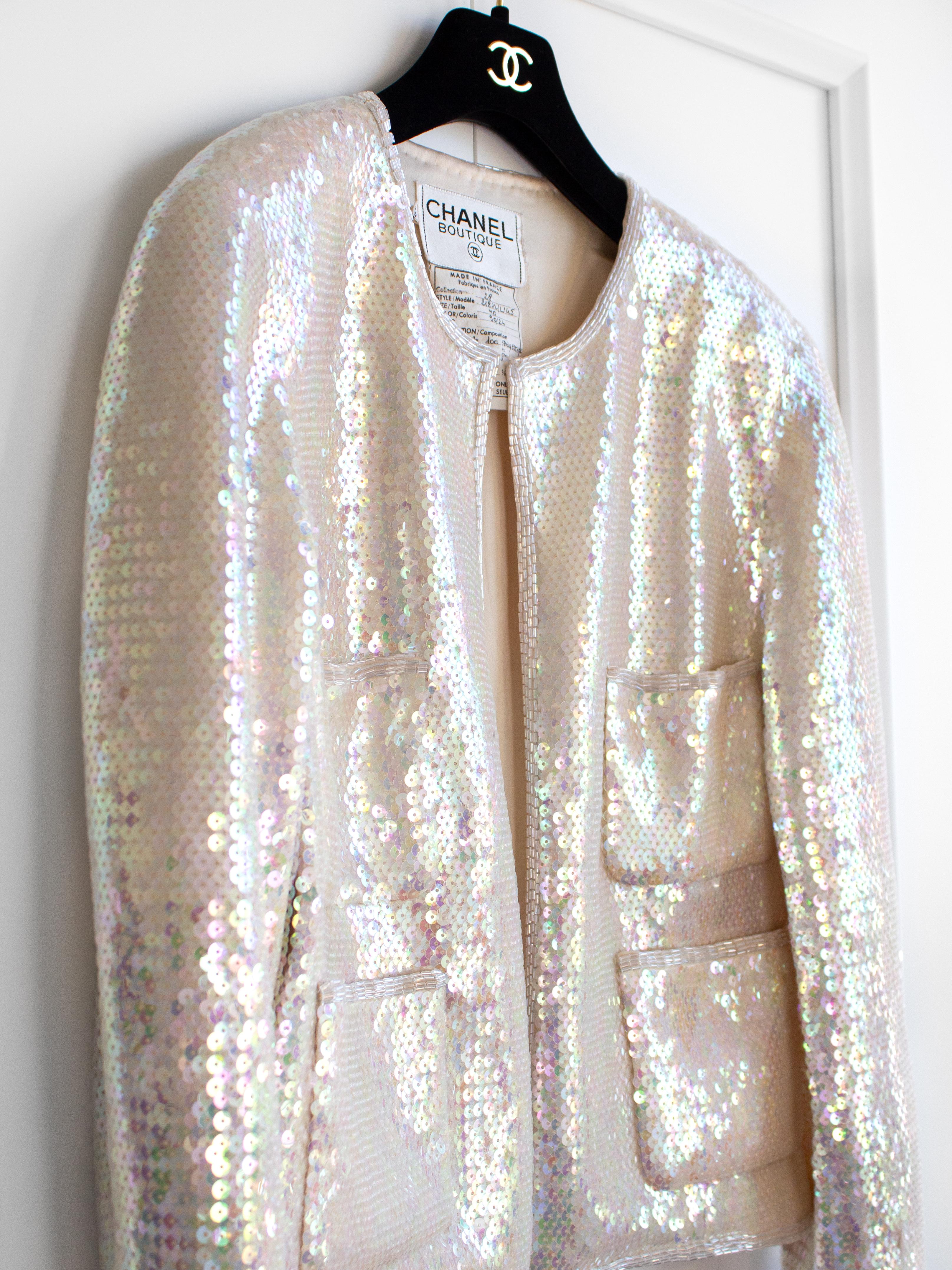 Chanel Vintage S/S 1992 Iridescent Multicolor Sequin Embellished ...